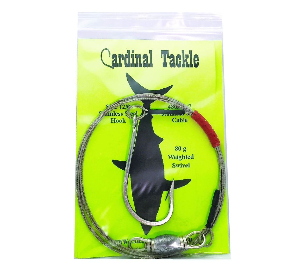 480# Bright Cable Weighted Shark Rig- 12/0 SS Hook – Cardinal Tackle