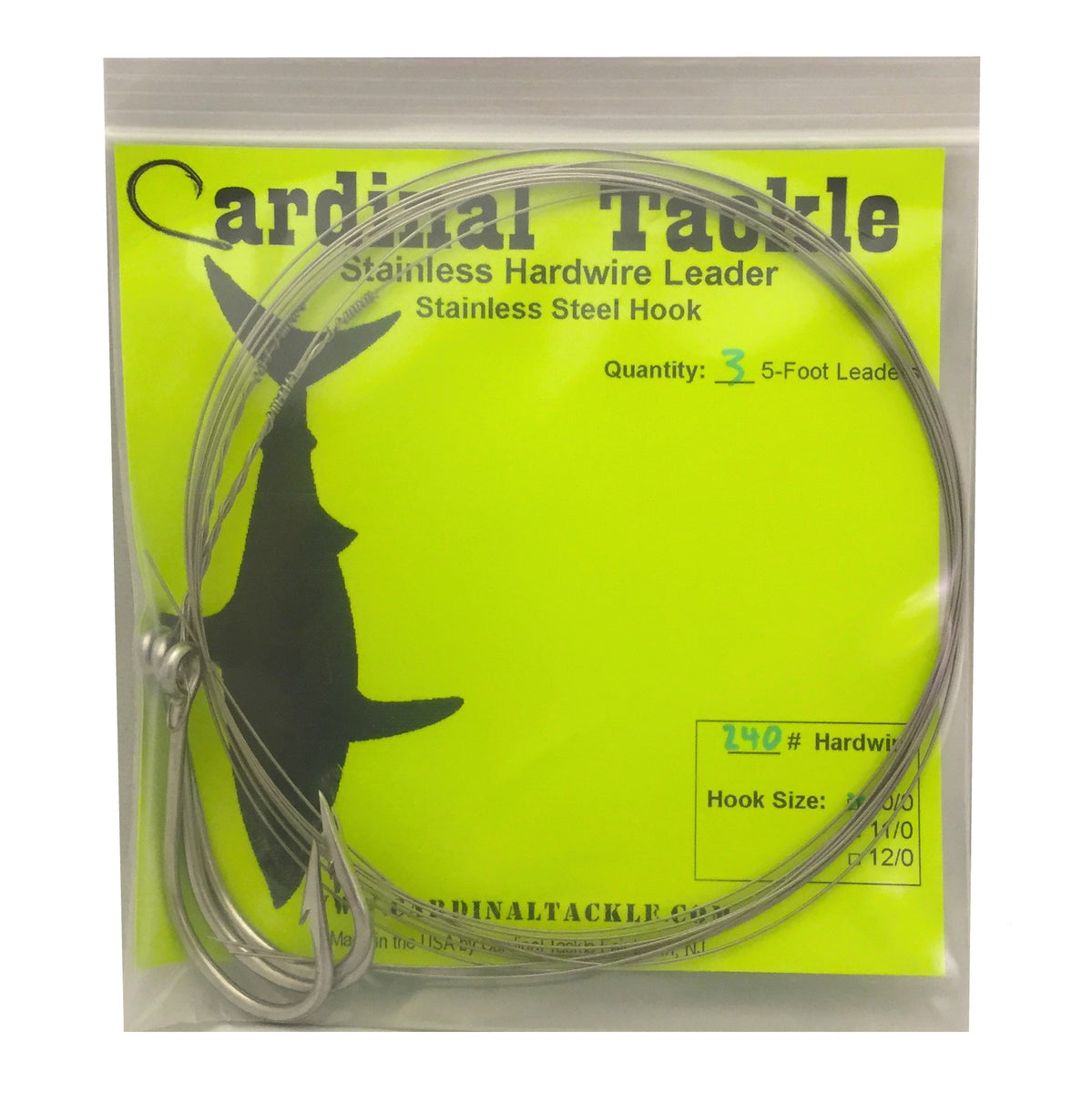 Hardwire Shark Leaders- 10/0 Hook (3-pack) – Cardinal Tackle